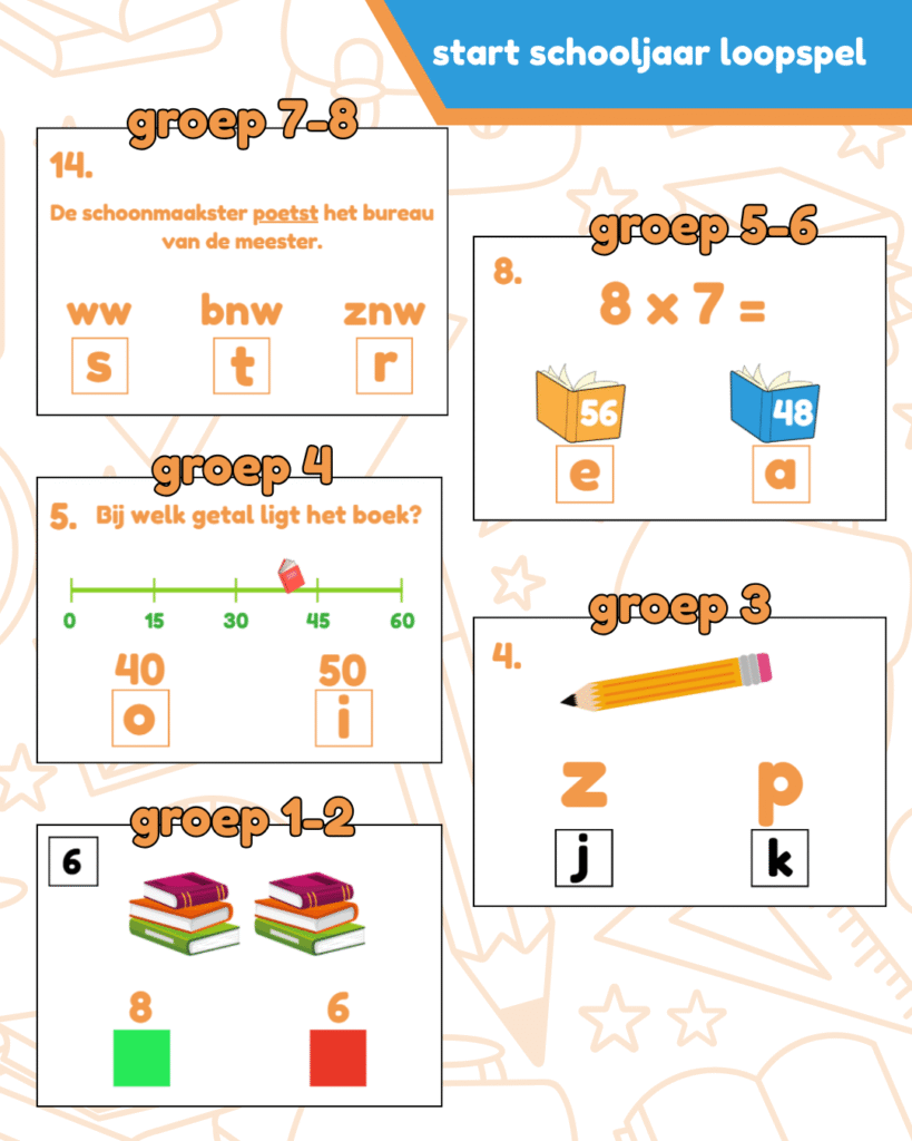 Beweegkalender Start schooljaar - Beweegspellen.nl